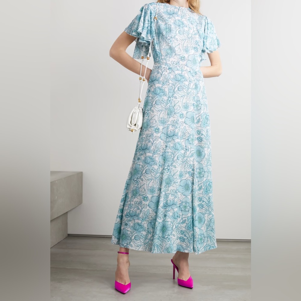 Vampires Wife Blue And White Floral Dress - Gem